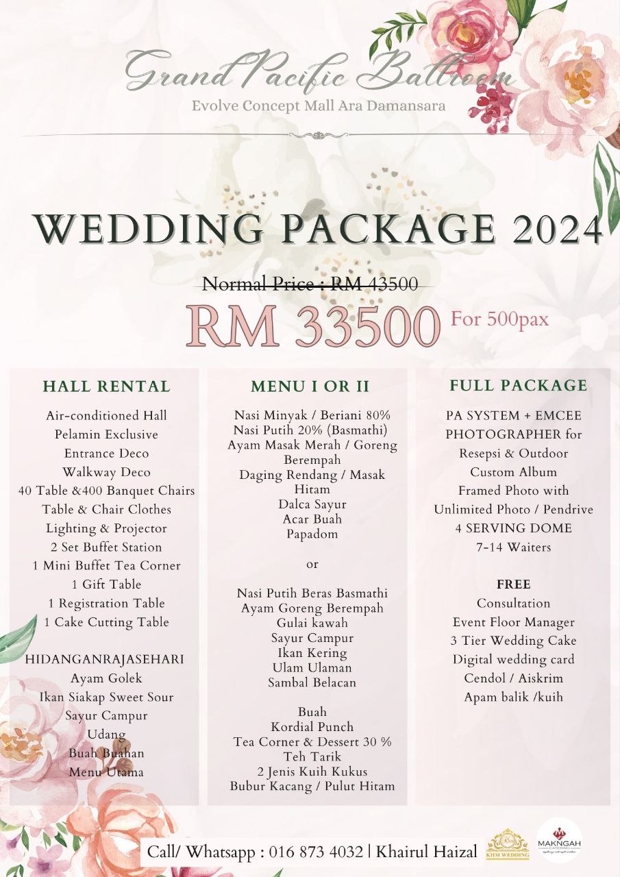 Pakej Perkahwinan 2025-2026-2027 Shah Alam - PAKEJ KATERING & PERKAHWINAN LENGKAP DEWAN